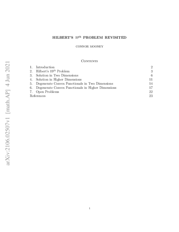 (PDF) Hilbert's 19th problem revisited