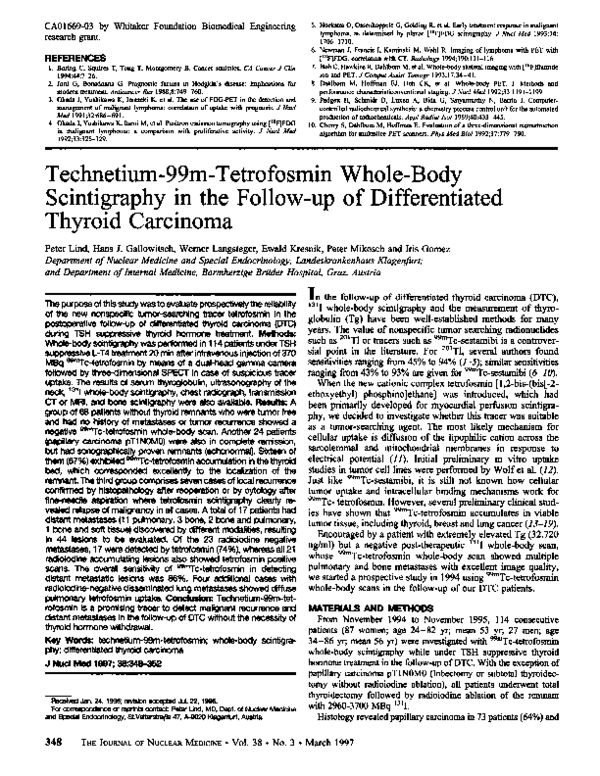 (PDF) Technetium-99m-tetrofosmin whole-body scintigraphy in the follow ...