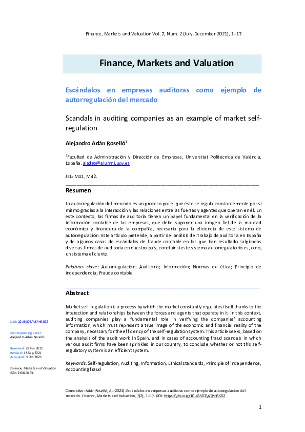 (PDF) Scandals in auditing companies as an example of market self ...