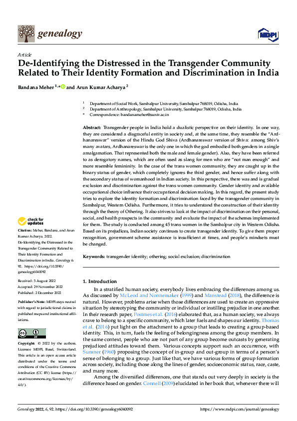 (PDF) De-Identifying the Distressed in the Transgender Community ...
