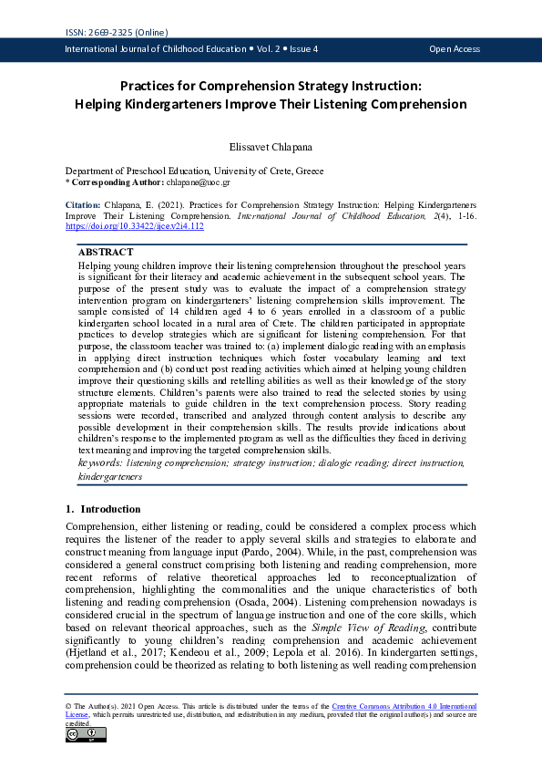 (PDF) Practices for comprehension strategy instruction: Helping ...