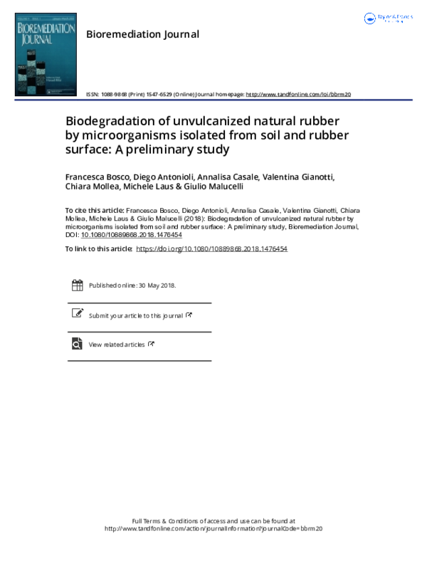 (PDF) Biodegradation of unvulcanized natural rubber by microorganisms ...