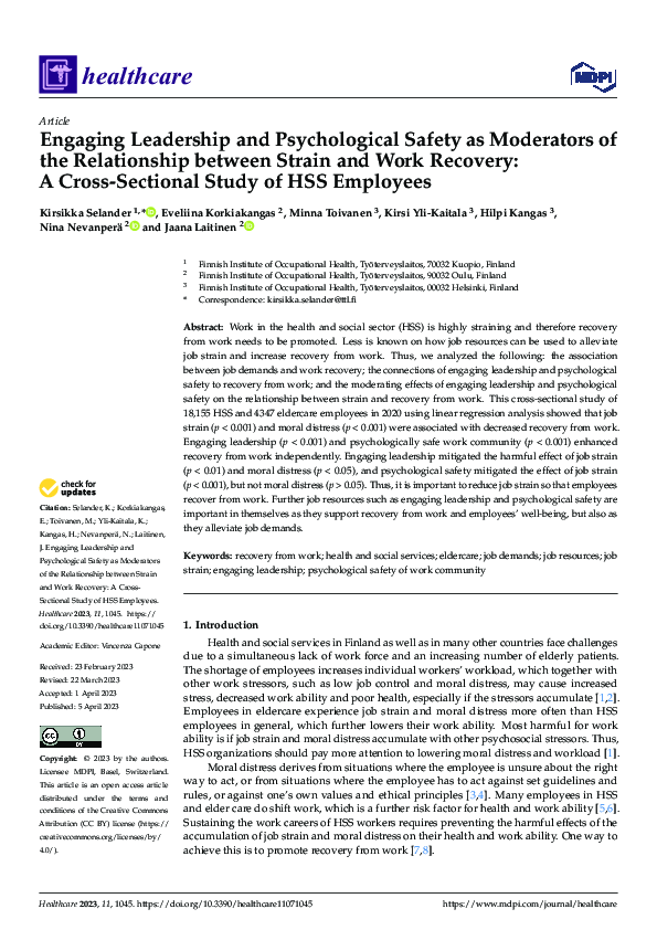 (PDF) Engaging Leadership and Psychological Safety as Moderators of the ...
