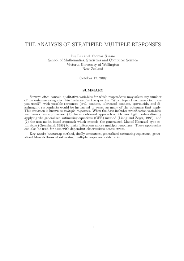 (PDF) The Analysis of Stratified Multiple Responses