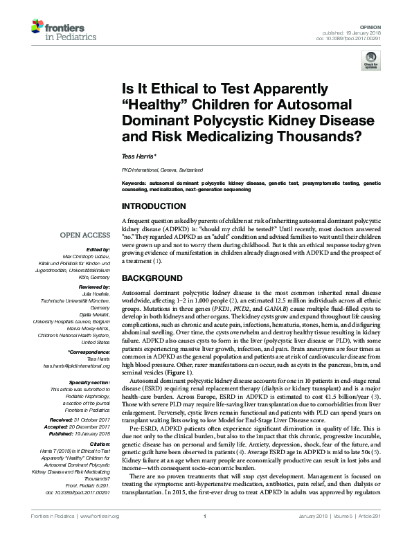 (PDF) Is It Ethical to Test Apparently “Healthy” Children for Autosomal ...