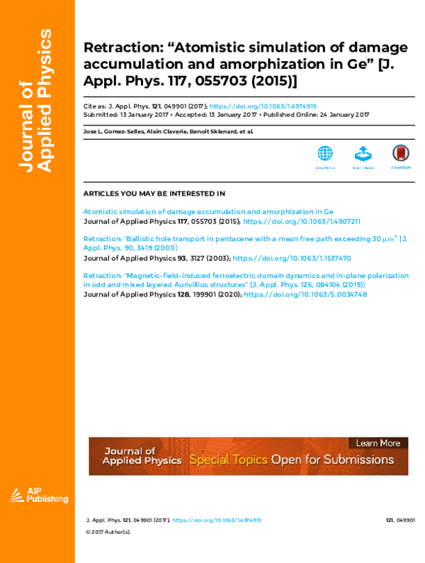 (PDF) Retraction: “Atomistic simulation of damage accumulation and ...
