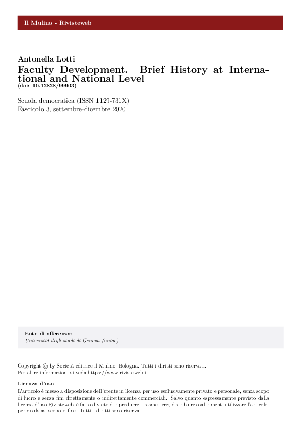 (PDF) Faculty Development. Brief History at International and National ...