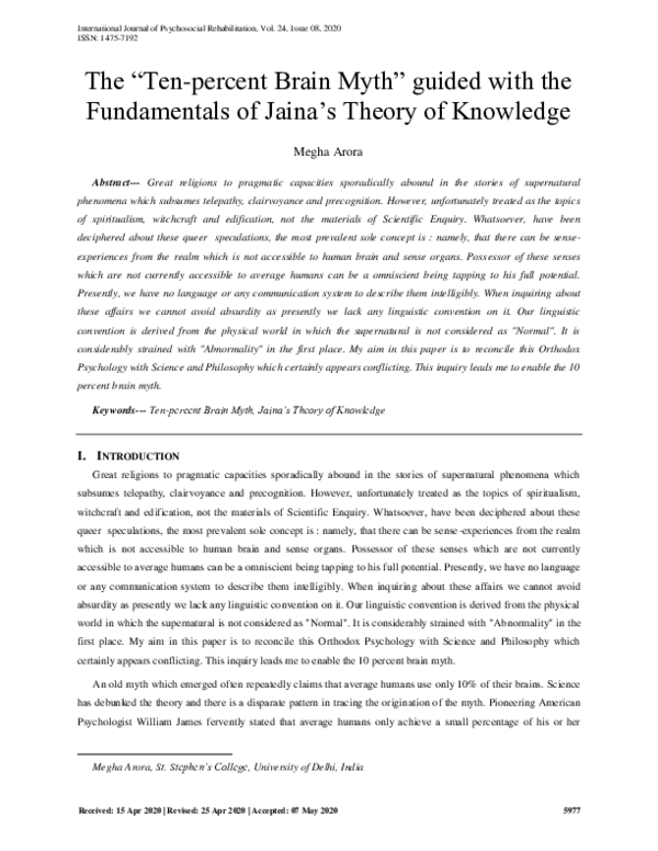 (PDF) The “Ten-percent Brain Myth” guided with the Fundamentals of ...