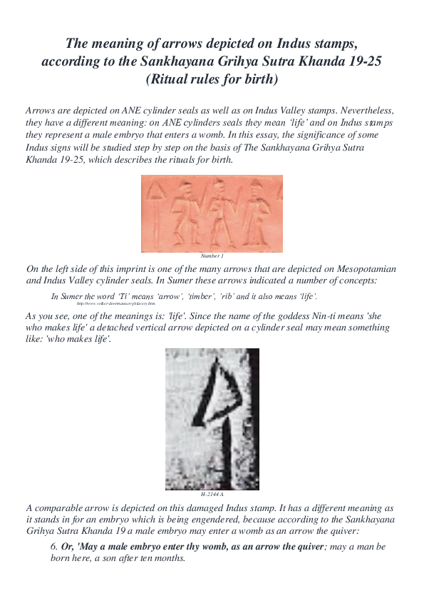 (PDF) The meaning of arrows depicted on Indus stamps, according to the ...