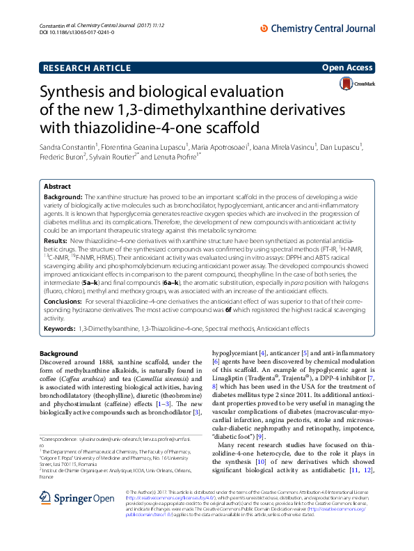 (PDF) Synthesis and biological evaluation of the new 1,3-dimethylxanthine derivatives with ...