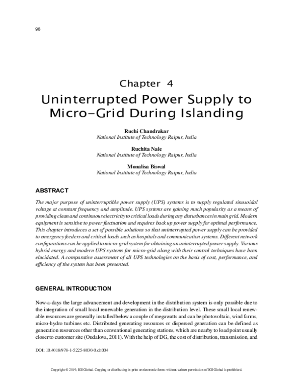 (PDF) Uninterrupted Power Supply to Micro-Grid During Islanding