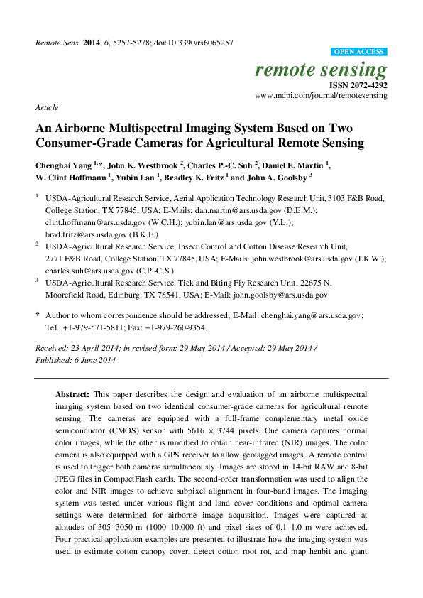 (PDF) An Airborne Multispectral Imaging System Based on Two Consumer ...