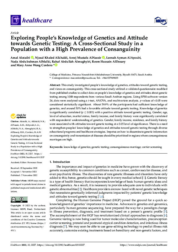 (PDF) Exploring People’s Knowledge of Genetics and Attitude towards ...