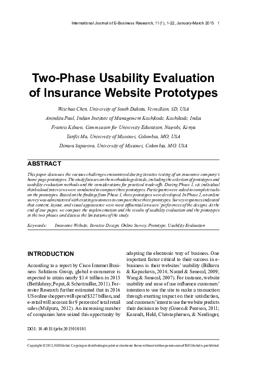 (PDF) Two-Phase Usability Evaluation of Insurance Website Prototypes