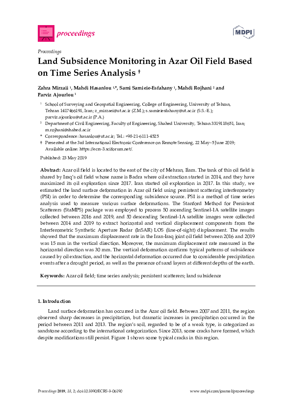 (PDF) Land Subsidence Monitoring in Azar Oil Field Based on Time Series ...