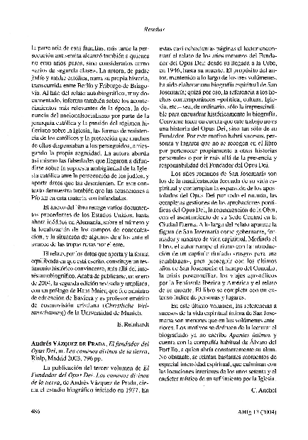 (PDF) Andrés VÁZQUEZ DE PRADA, El fundador del Opus Del, III. Los caminos divinos de la tierra ...