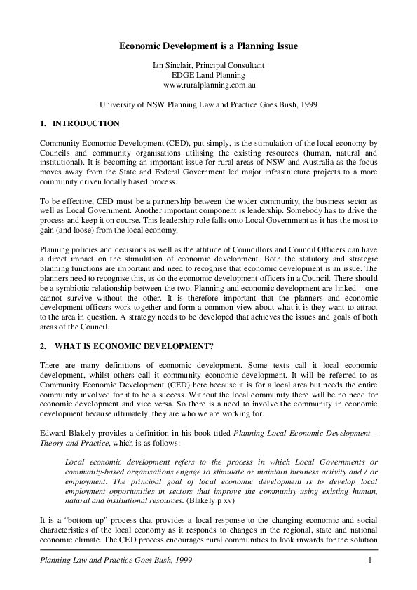 (PDF) Economic Development Planning