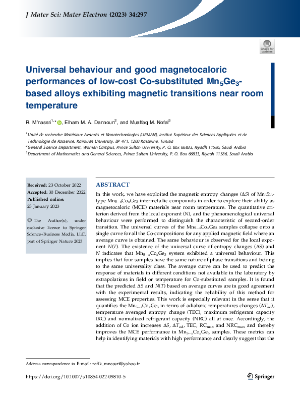 (PDF) Universal behaviour and good magnetocaloric performances of low ...