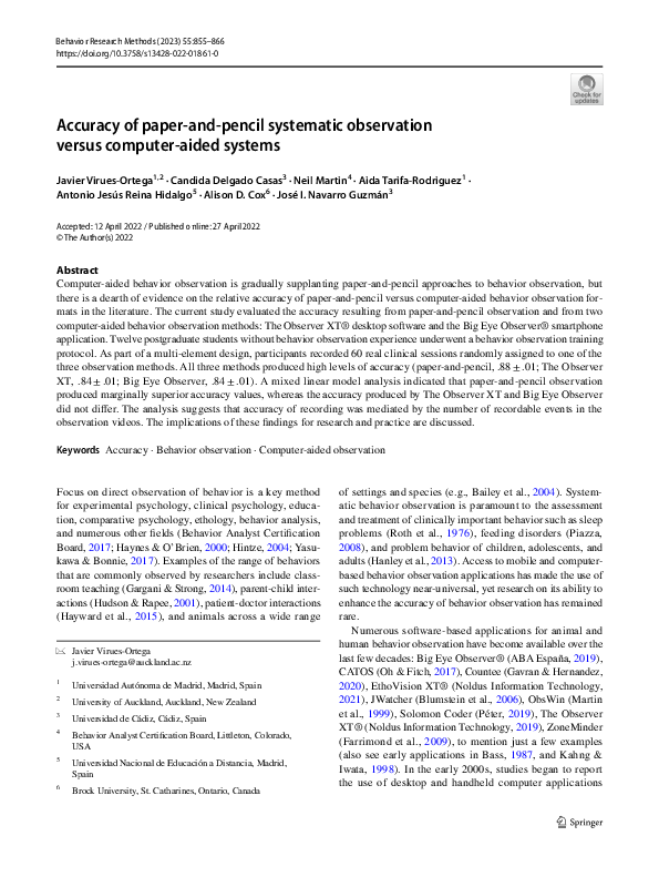 (PDF) Accuracy of paper-and-pencil systematic observation versus ...