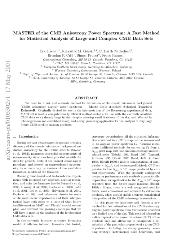 (PDF) MASTER of the Cosmic Microwave Background Anisotropy Power ...