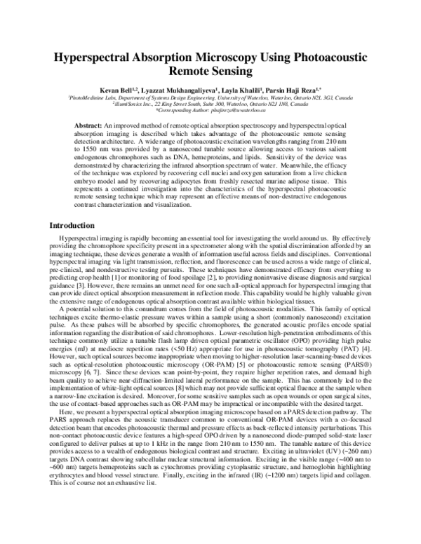 (PDF) Hyperspectral absorption microscopy using photoacoustic remote ...