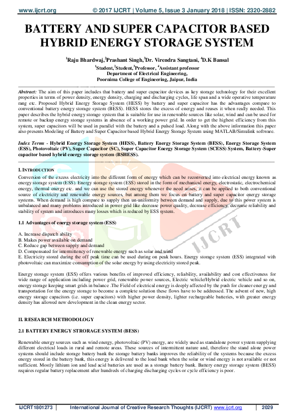 (PDF) Battery and Super Capacitor Based Hybrid Energy Storage System