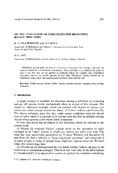 (PDF) On the evaluation of strategies for branching bandit processes