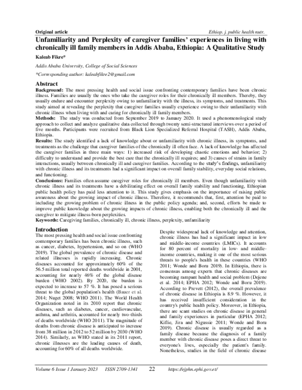 (PDF) Unfamiliarity and Perplexity of caregiver families' experiences ...