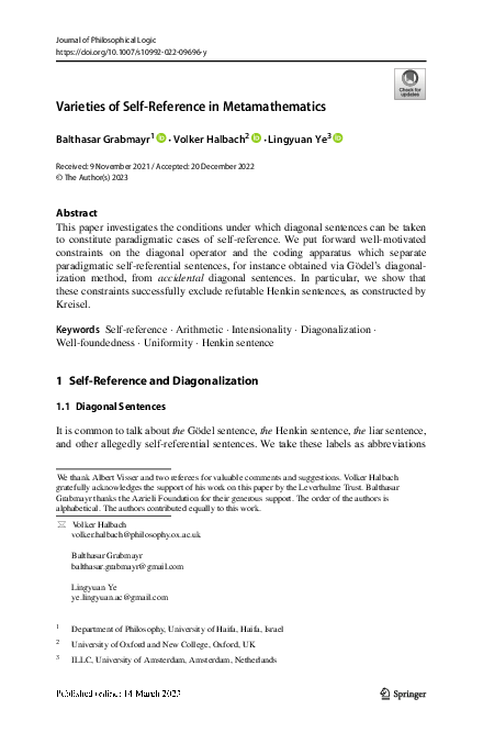 (PDF) Varieties of Self-Reference in Metamathematics
