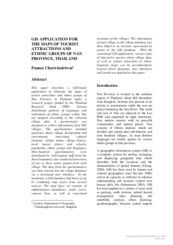 (PDF) GIS Application for the Maps of Tourist Attractions and Ethnic ...