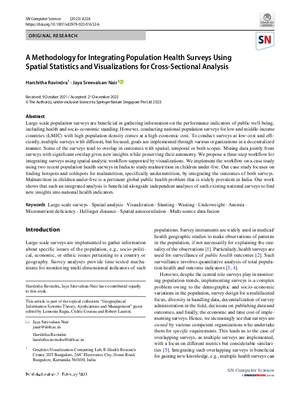 (PDF) A Methodology for Integrating Population Health Surveys Using Spatial Statistics and ...