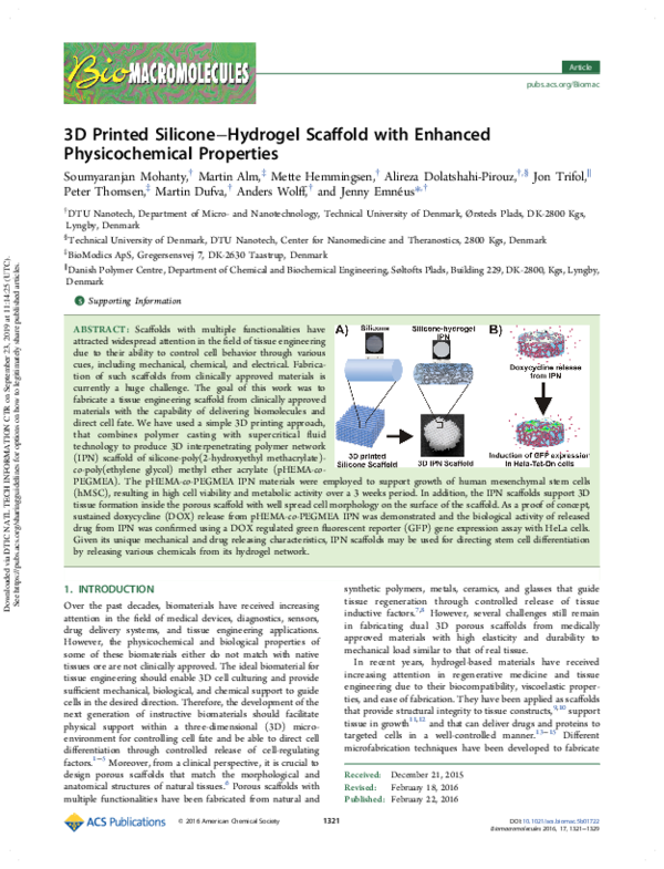 (PDF) 3D Printed Silicone-Hydrogel Scaffold with Enhanced Physicochemical Properties