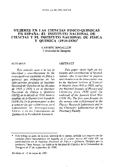 (PDF) Mujeres en las ciencias físisco-químicas en España