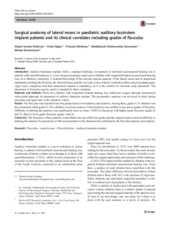 (PDF) Surgical anatomy of lateral recess in paediatric auditory ...