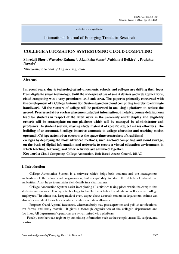 (PDF) Cloud-Based College Automation System