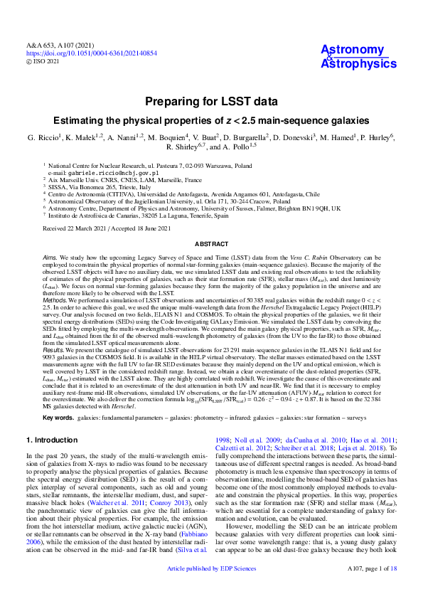 (PDF) Preparing for LSST data | Peter Hurley - Academia.edu