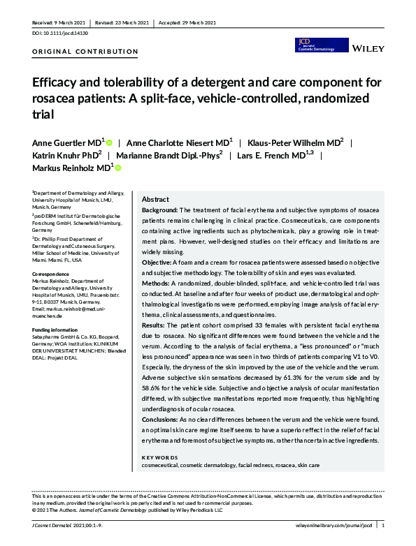 (PDF) Efficacy and tolerability of a detergent and care component for ...