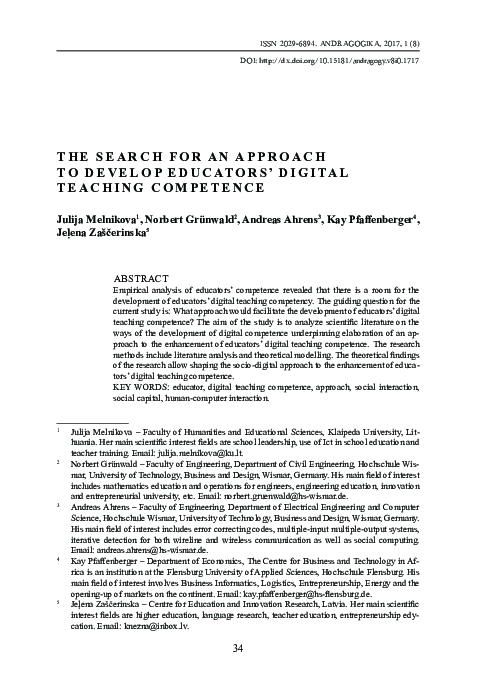 (PDF) The Search for an Approach to Develop Educators’ Digital Teaching ...