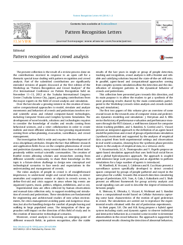 (PDF) Pattern recognition and crowd analysis