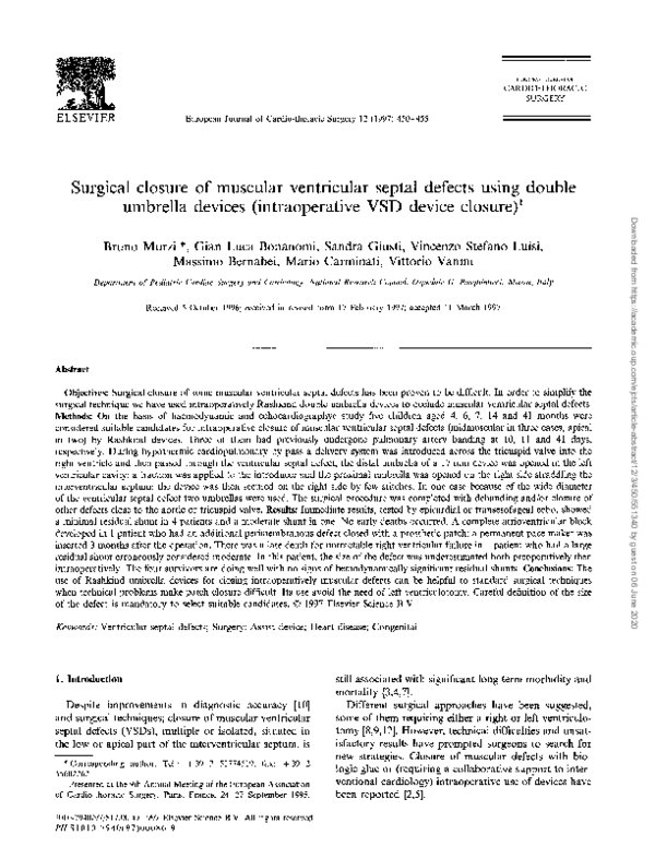(PDF) Surgical closure of muscular ventricular septal defects using ...