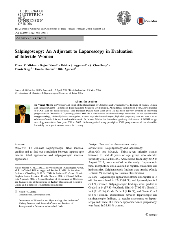 (PDF) Salpingoscopy: An Adjuvant to Laparoscopy in Evaluation of ... (PDF) Salpingoscopy: An Adjuvant to Laparoscopy in Evaluation of ...