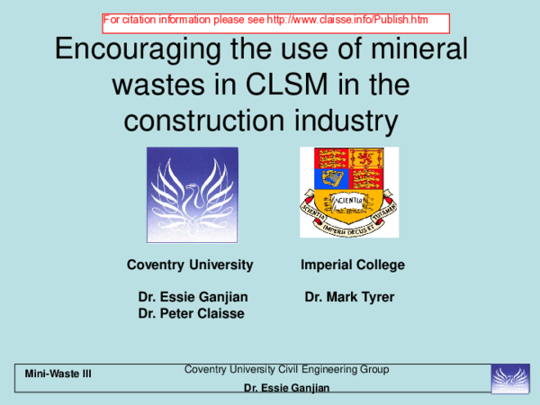 (PDF) Encouraging the use of mineral wastes in CLSM in the construction ...