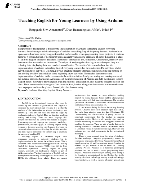(PDF) Teaching English for Young Learners by Using Arduino