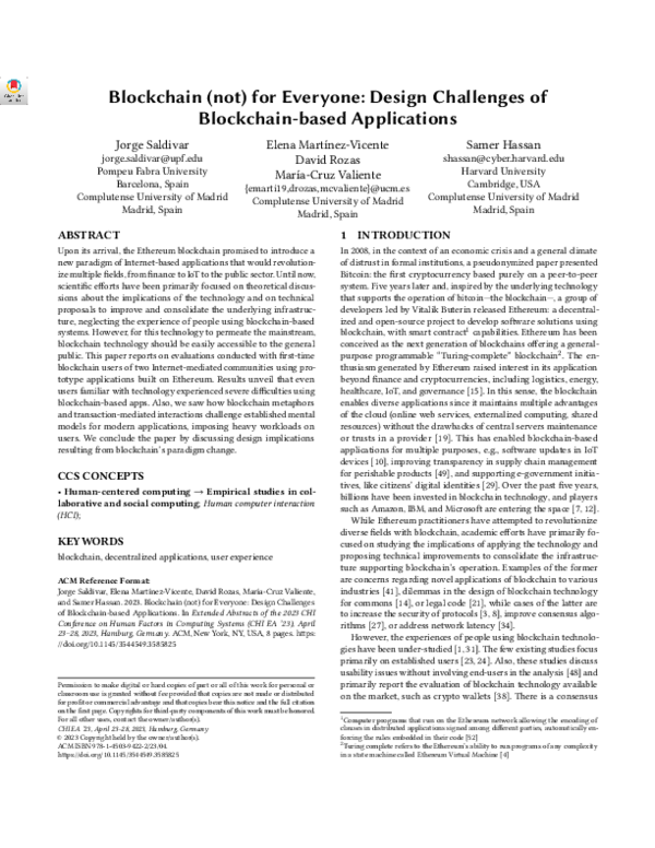 (PDF) Blockchain (not) for Everyone: Design Challenges of Blockchain ... (PDF) Blockchain (not) for Everyone: Design Challenges of Blockchain ...