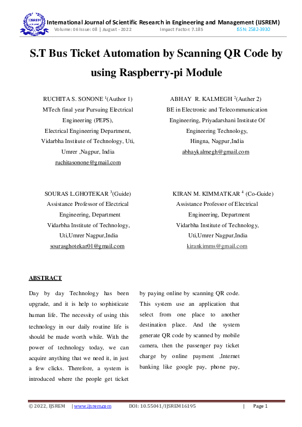 (PDF) S.T Bus Ticket Automation by Scanning QR Code by using Raspberry ...