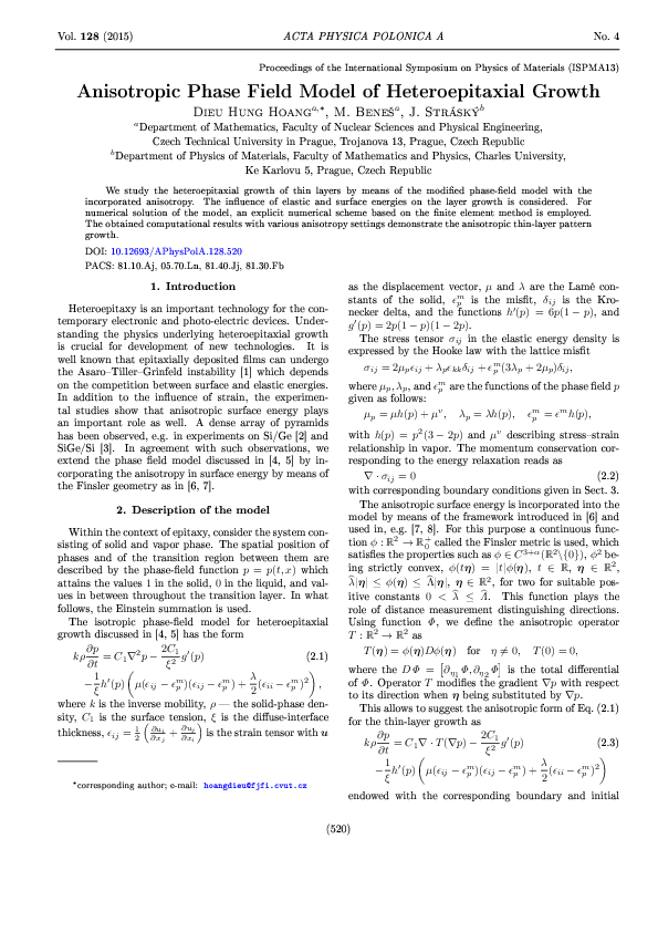 (PDF) Anisotropic Phase Field Model of Heteroepitaxial Growth | Dieu Ha ...