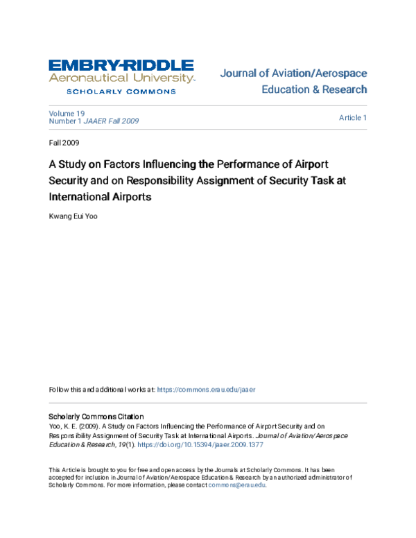 (PDF) A Study on Factors Influencing the Performance of Airport ...