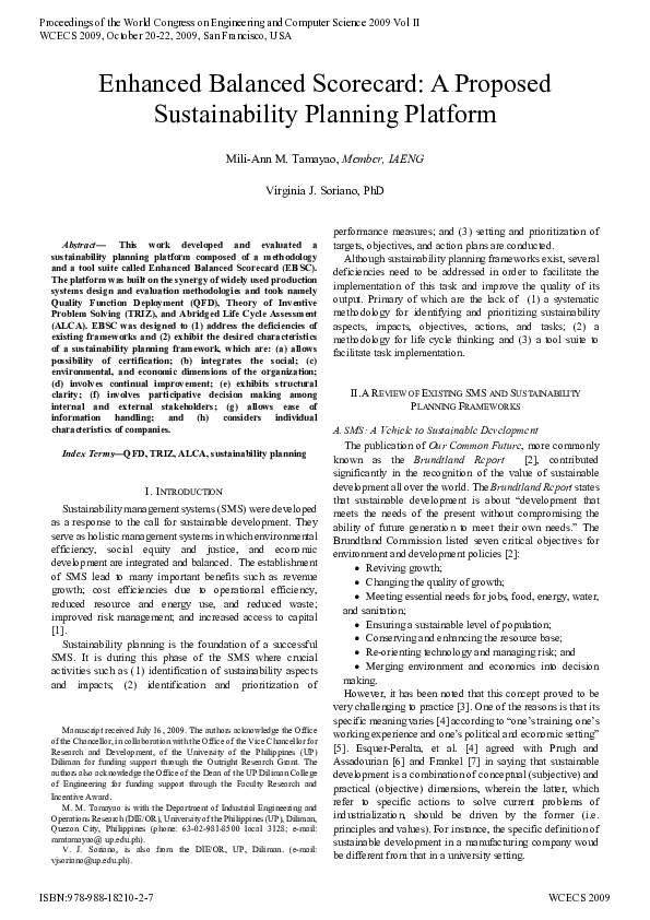 (PDF) Enhanced Balanced Scorecard: A Proposed Sustainability Planning ...