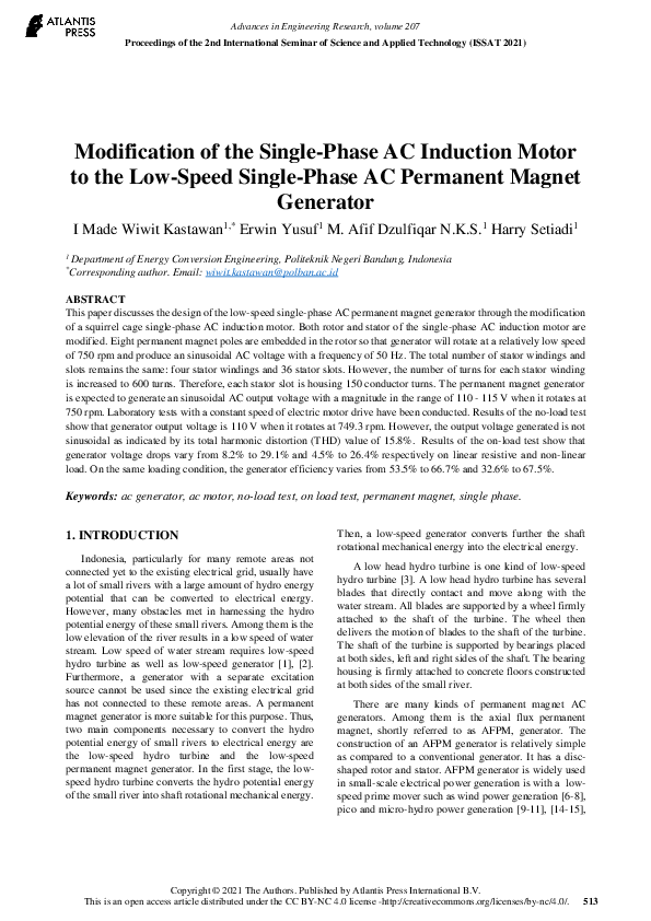 (PDF) Modification of the Single-Phase AC Induction Motor to the Low ...