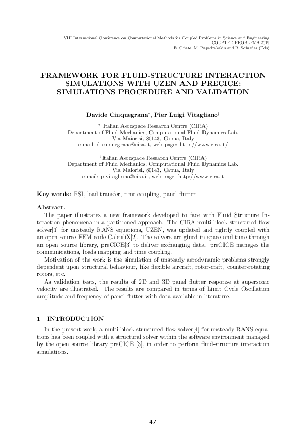 (PDF) Framework for fluid-structure interaction simulations with uzen and precice: simulations ...